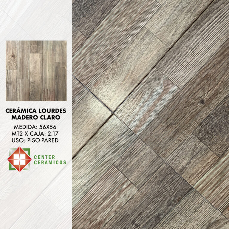 Cerámica Lourdes Madera Claro Brillante 56×56 - Center Cerámicos